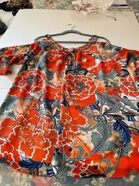 Peter Nygard | Tops | Peter Nygard Plus Vibrant Coral Sage Floral ...